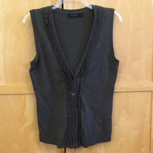 The Limited | Jackets & Coats | The Limited Womens Gray Ruffle Button ...